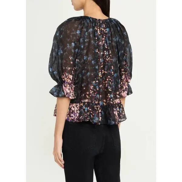 Ulla Johnson Elise Short-sleeve Silk Blouse - Eclipse