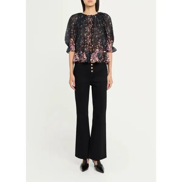 Ulla Johnson Elise Short-sleeve Silk Blouse - Eclipse