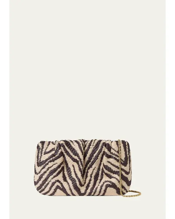 LOEFFLER RANDALL Serena Gathered Woven Clutch Bag