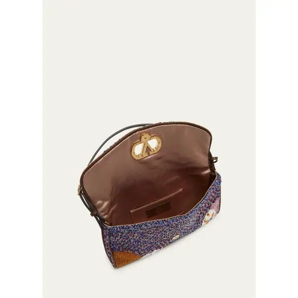 Valentino Garavani Devain Floral Beaded Top-handle Bag