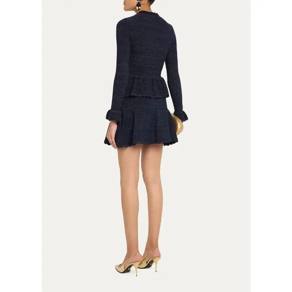 SELF-PORTRAIT Textured Knit Fit & Flare Mini Dress