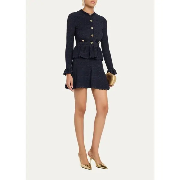 SELF-PORTRAIT Textured Knit Fit & Flare Mini Dress