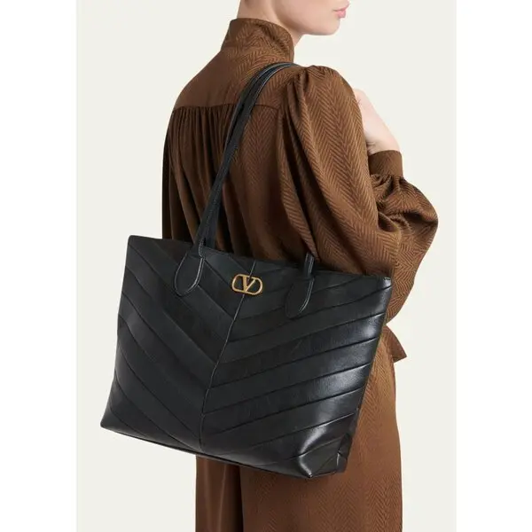 Valentino Garavani Panthea Medium Chevron Leather Tote Bag