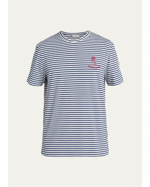 Moncler Palm Logo Striped Short-sleeve T-shirt