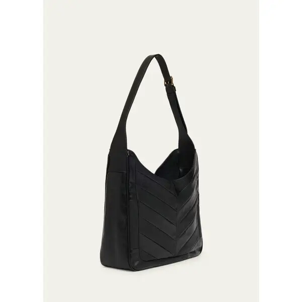 Valentino Garavani Medium Chevron Leather Hobo Bag - Nero