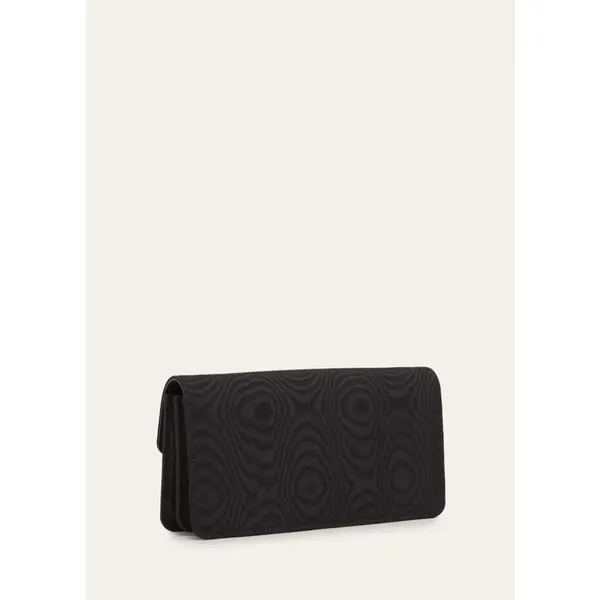 Valentino Garavani Crystal Vlogo Moire Clutch Bag - Nero