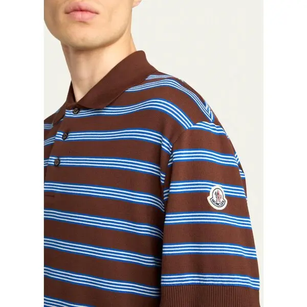 Moncler Cotton Knit Triple-stripe Polo Shirt
