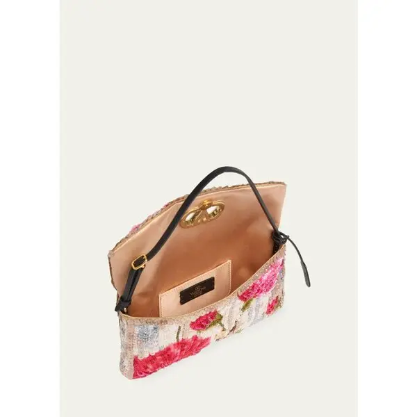 Valentino Garavani Devain Floral Sequin Silk Satin Top-handle Bag