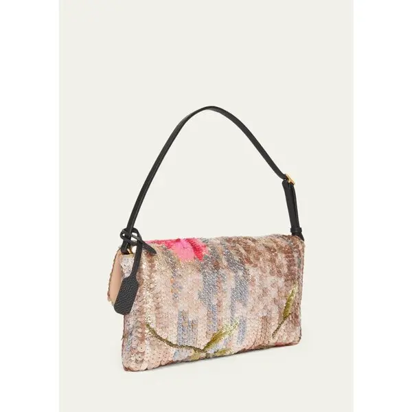 Valentino Garavani Devain Floral Sequin Silk Satin Top-handle Bag