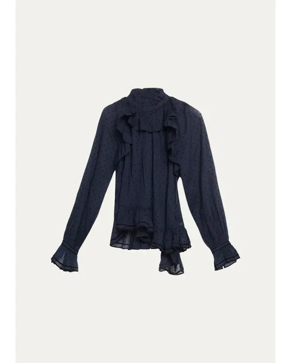 Ulla Johnson Marcella Long-sleeve Asymmetric Cotton Blouse
