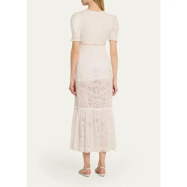 LoveShackFancy Tarragon Broderie Anglaise Midi Dress