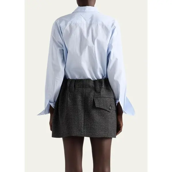 Prada Ruched Laced Collared Blouse
