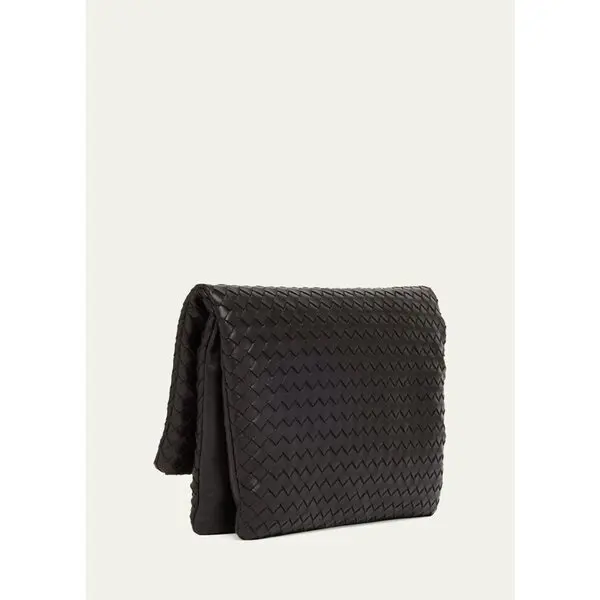 Bottega Veneta Folded Nappa Leather Clutch Bag - Espresso