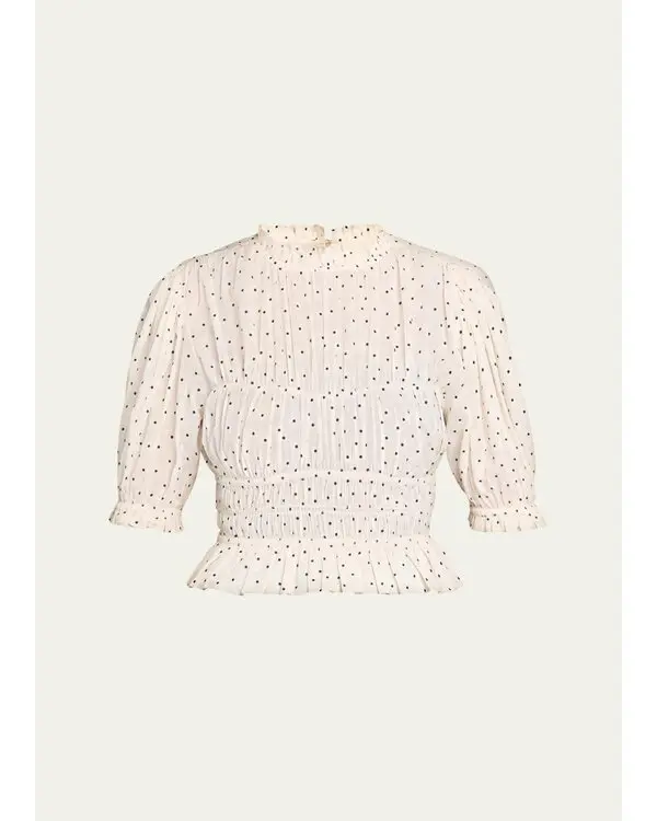 Ulla Johnson Rae Cropped Short-sleeve Ruffled Cotton Top - Blanc