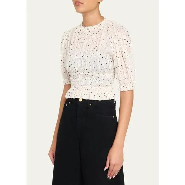 Ulla Johnson Rae Cropped Short-sleeve Ruffled Cotton Top - Blanc