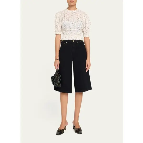 Ulla Johnson Rae Cropped Short-sleeve Ruffled Cotton Top - Blanc