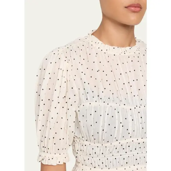 Ulla Johnson Rae Cropped Short-sleeve Ruffled Cotton Top - Blanc