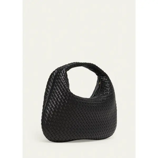 Bottega Veneta Maxi Veneta Leather Shoulder Bag - Black