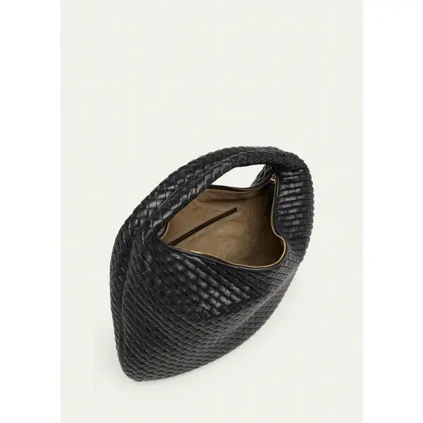 Bottega Veneta Maxi Veneta Leather Shoulder Bag - Black
