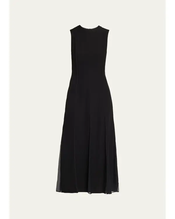 Ulla Johnson Laure Chiffon Sleeveless Midi Dress - Noir