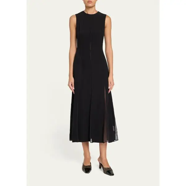 Ulla Johnson Laure Chiffon Sleeveless Midi Dress - Noir
