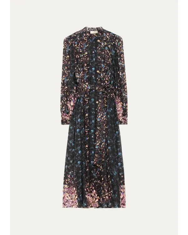 Ulla Johnson Tessa Floral Silk Midi Shirtdress