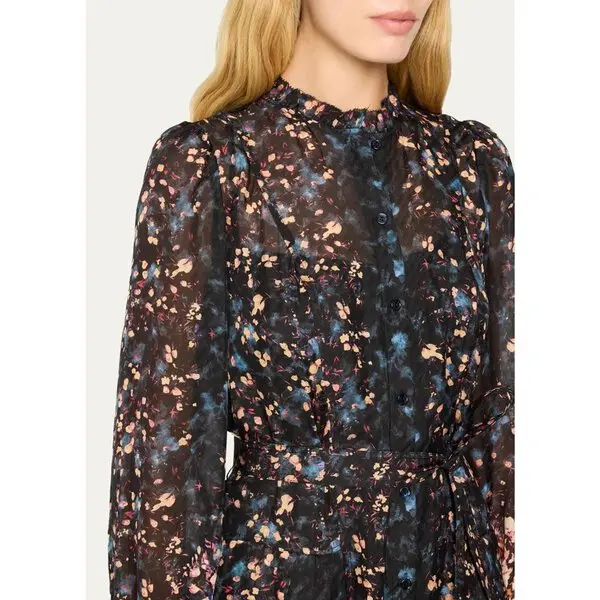 Ulla Johnson Tessa Floral Silk Midi Shirtdress