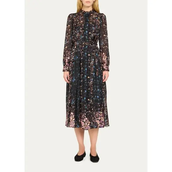 Ulla Johnson Tessa Floral Silk Midi Shirtdress