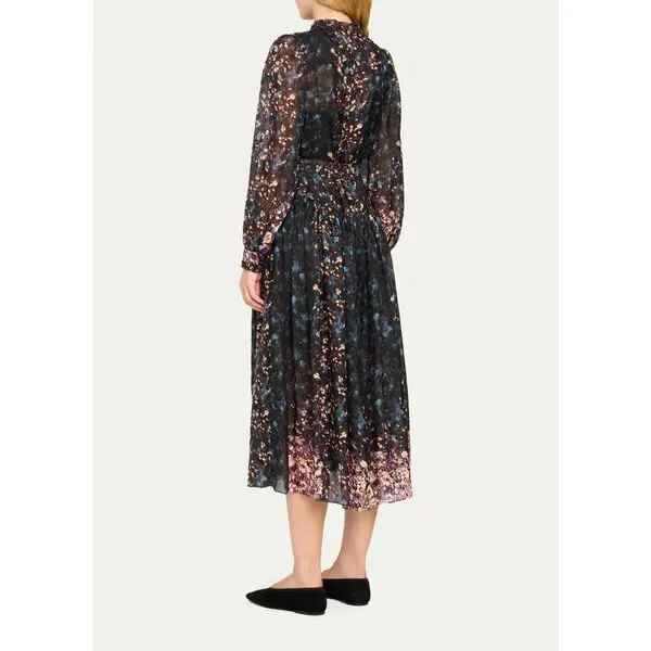 Ulla Johnson Tessa Floral Silk Midi Shirtdress