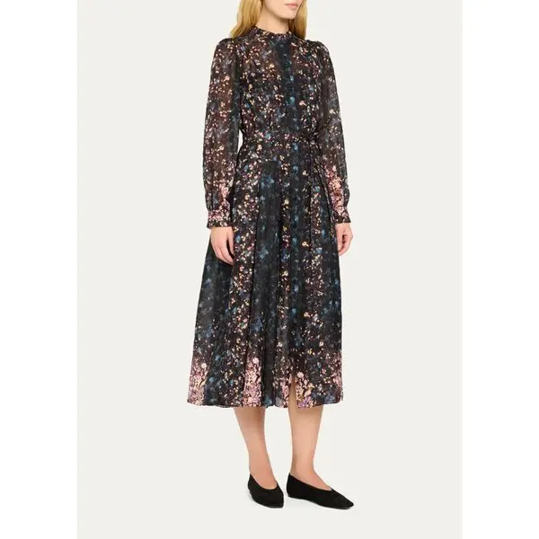 Ulla Johnson Tessa Floral Silk Midi Shirtdress
