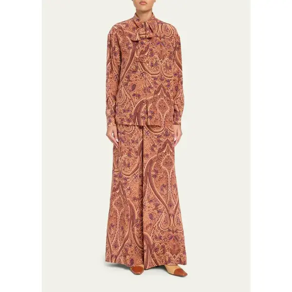 Ulla Johnson Lise Long-sleeve Tie-neck Silk Blouse