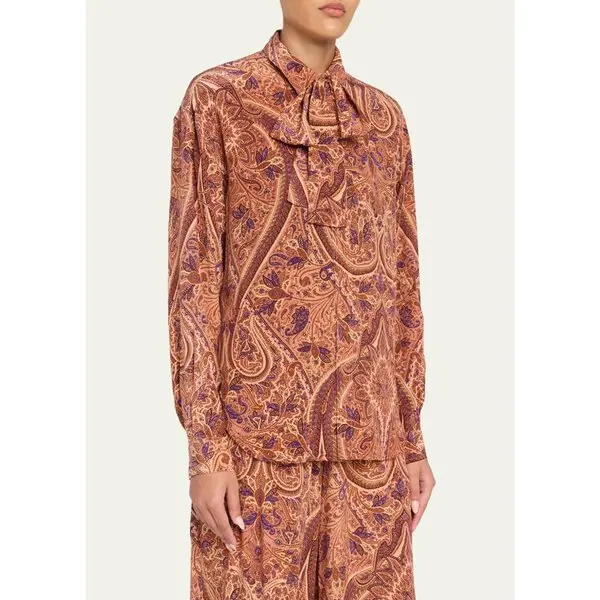 Ulla Johnson Lise Long-sleeve Tie-neck Silk Blouse