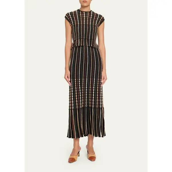 Ulla Johnson Inez Fringe Knit Midi Skirt