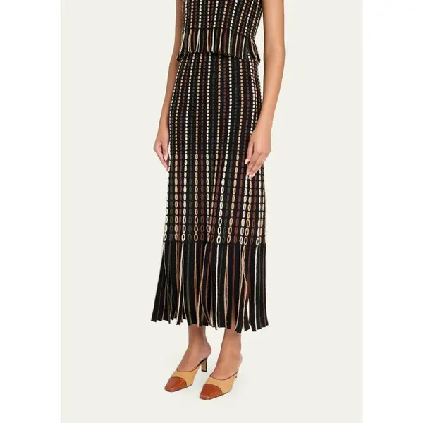 Ulla Johnson Inez Fringe Knit Midi Skirt