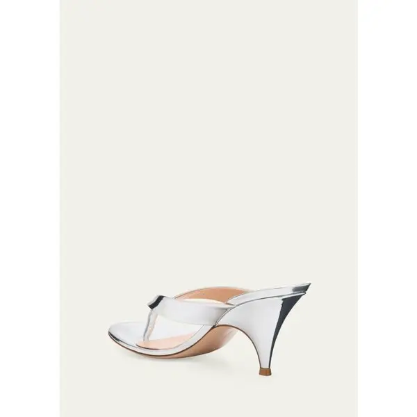 GIANVITO ROSSI 70mm Metallic Leather Thong Sandals