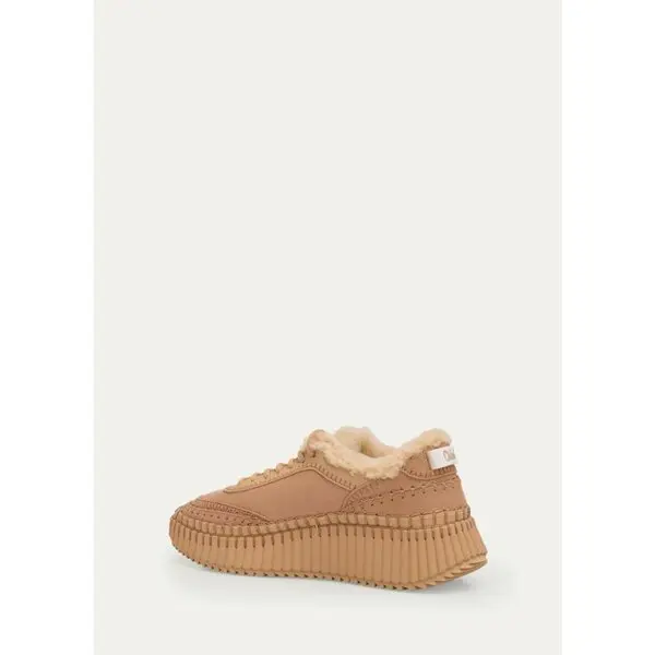 Chloé Nama Shearling-lined Suede Platform Sneakers