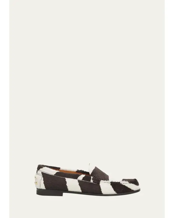 TOD'S Metal Dots -printed Calf Hair Loafers - Zebra