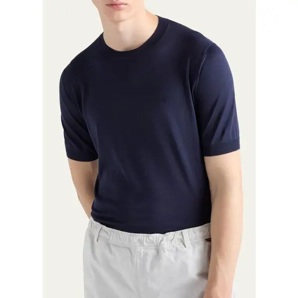 Prada Silk Knit Short-sleeve Crewneck Sweater
