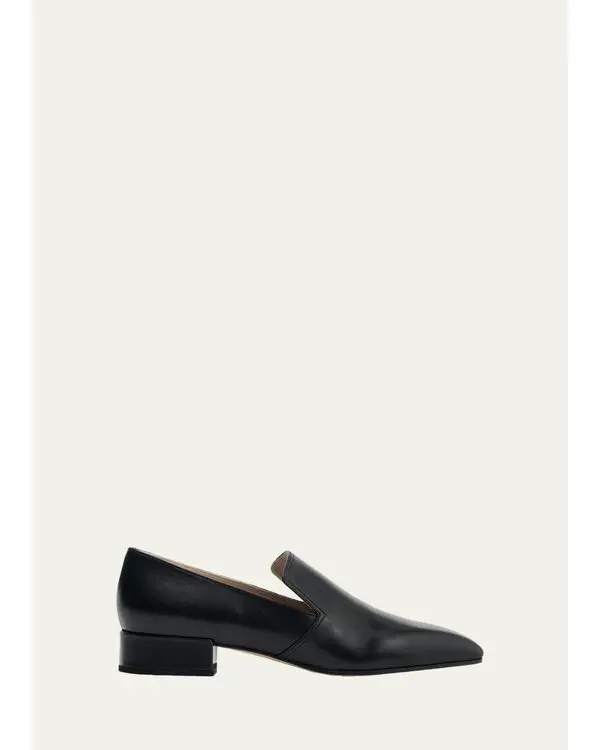 CHRISTEN Classic Square Leather Loafers - Black