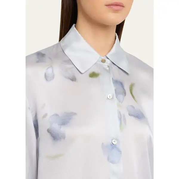 Vince Floral Blur Silk-satin Blouse