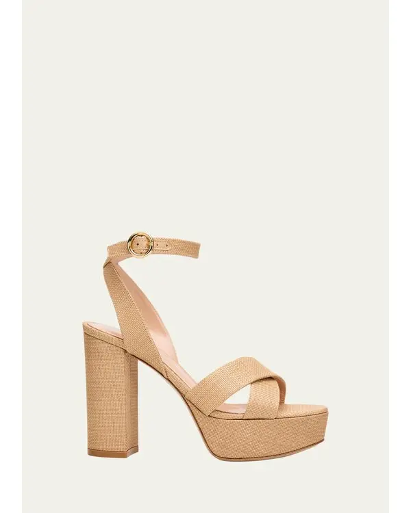 GIANVITO ROSSI 70mm Raffia Platform Sandals
