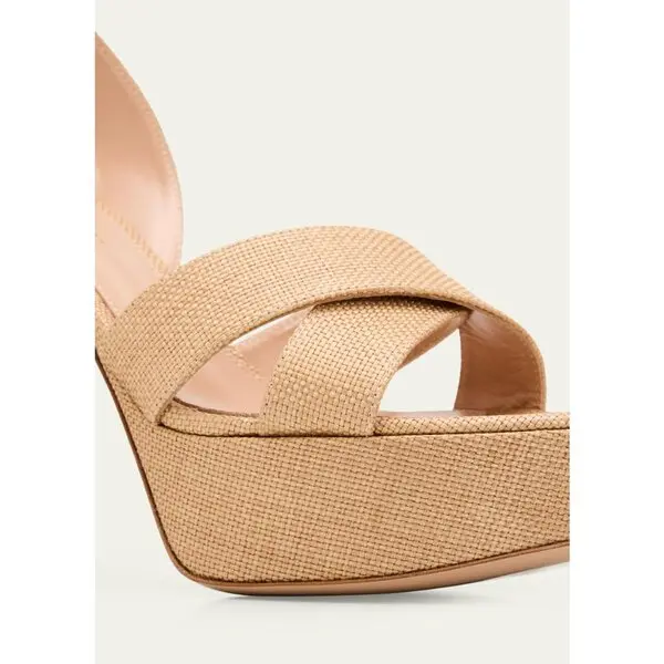 GIANVITO ROSSI 70mm Raffia Platform Sandals