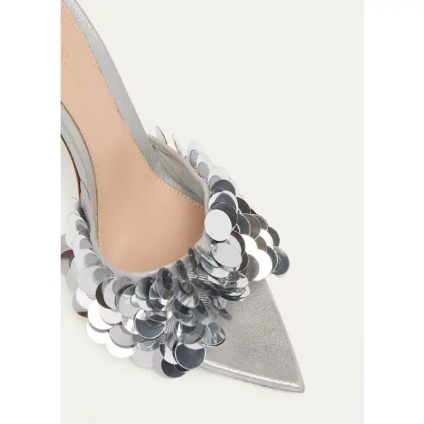 GIANVITO ROSSI 105mm Sequined Mesh Mule Sandals - Silver