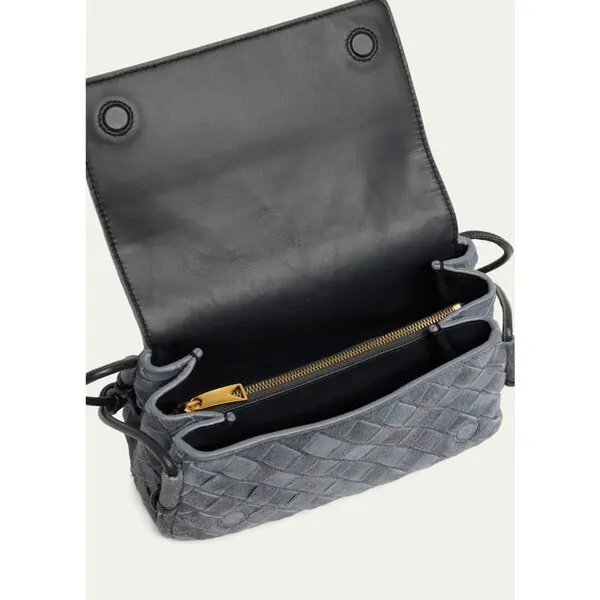 Bottega Veneta Notturno Suede Crossbody Pouch Bag - Cloudy Indigo