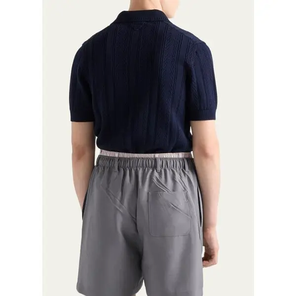 Prada Coton Pointelle Knit Polo Shirt