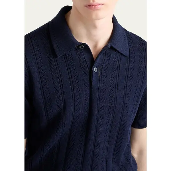 Prada Coton Pointelle Knit Polo Shirt