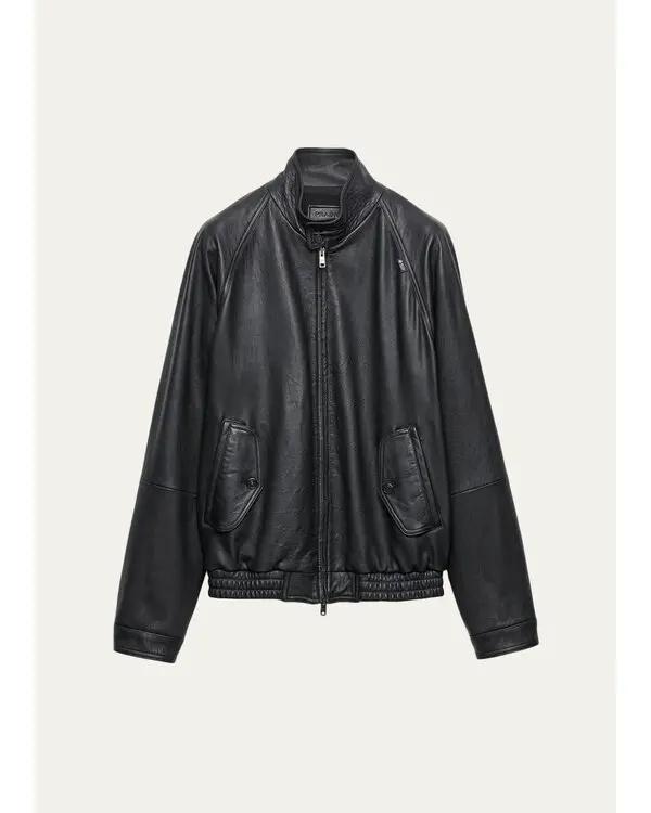 Prada Stand Collar Napa Leather Jacket