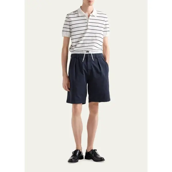 Prada Cotton Knit Pinstripe Polo Shirt