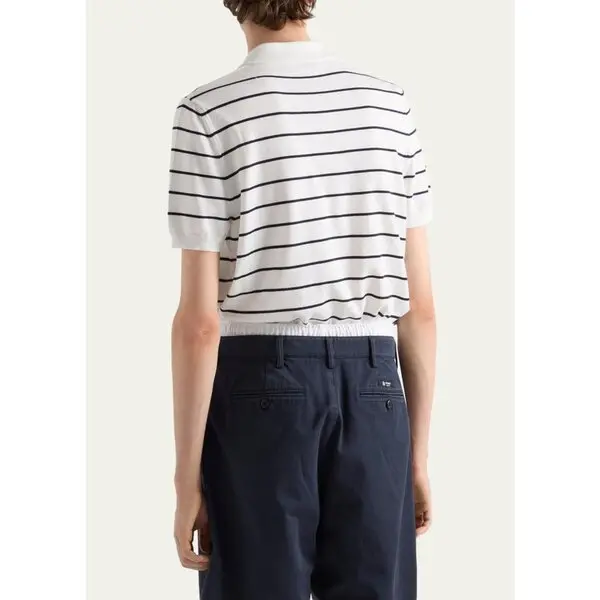 Prada Cotton Knit Pinstripe Polo Shirt