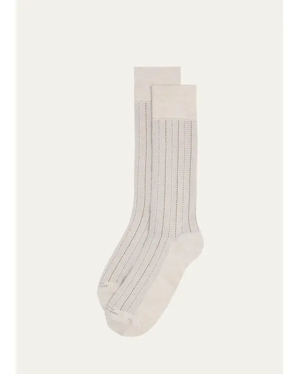 Marcoliani Elegance Pique Crew Socks - Gray